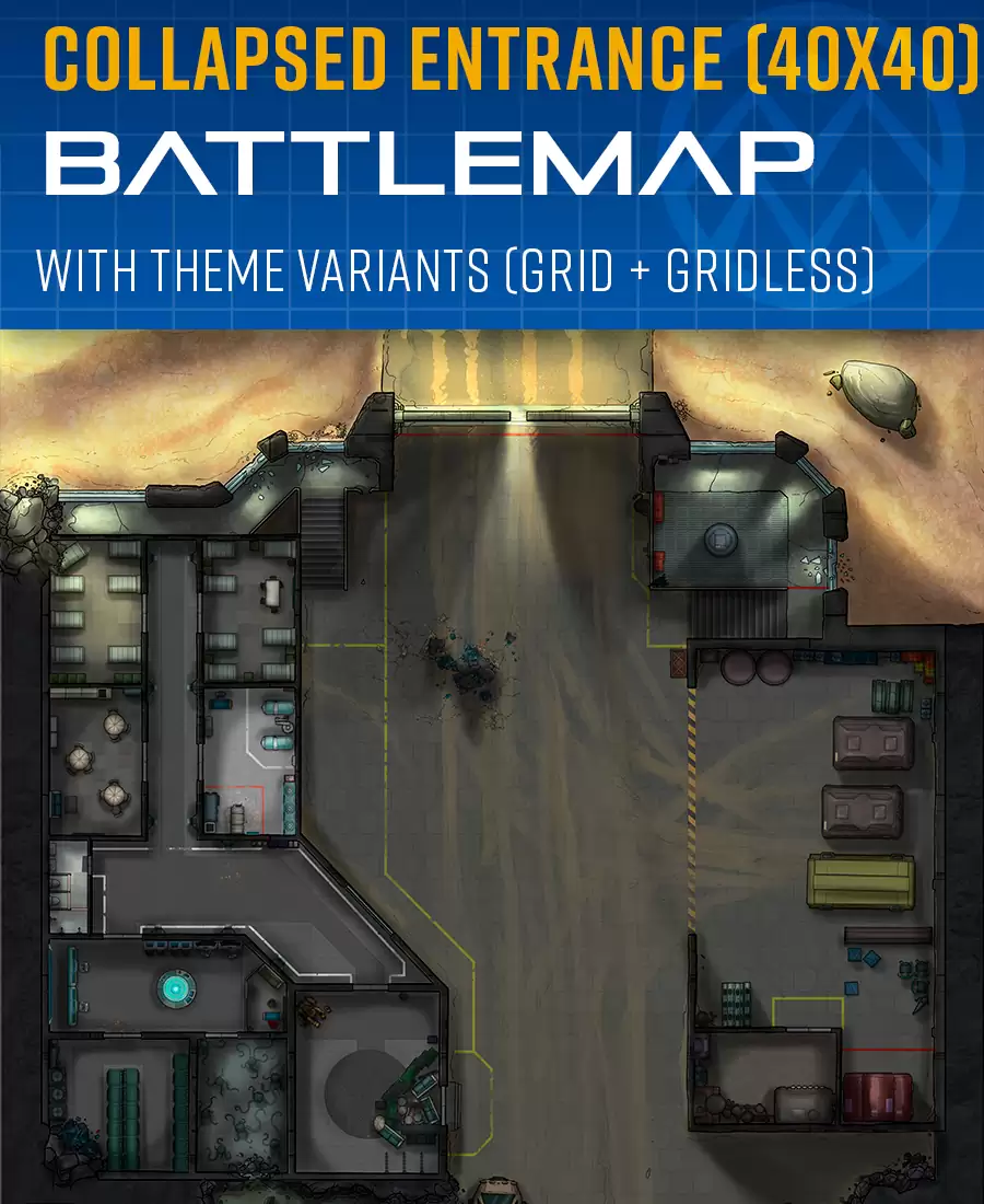 Collapsed Entrance - Sci-fi Battle Map (40x40) - Miska's Maps | Miska's ...