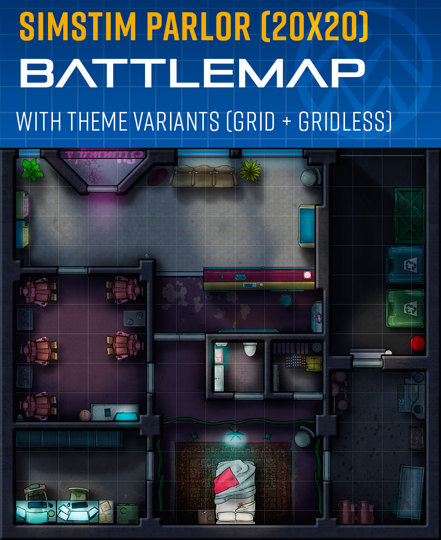 SimStim Parlor - Sci-fi Battle Map (20x20) - Miska's Maps | Miska's Sci ...