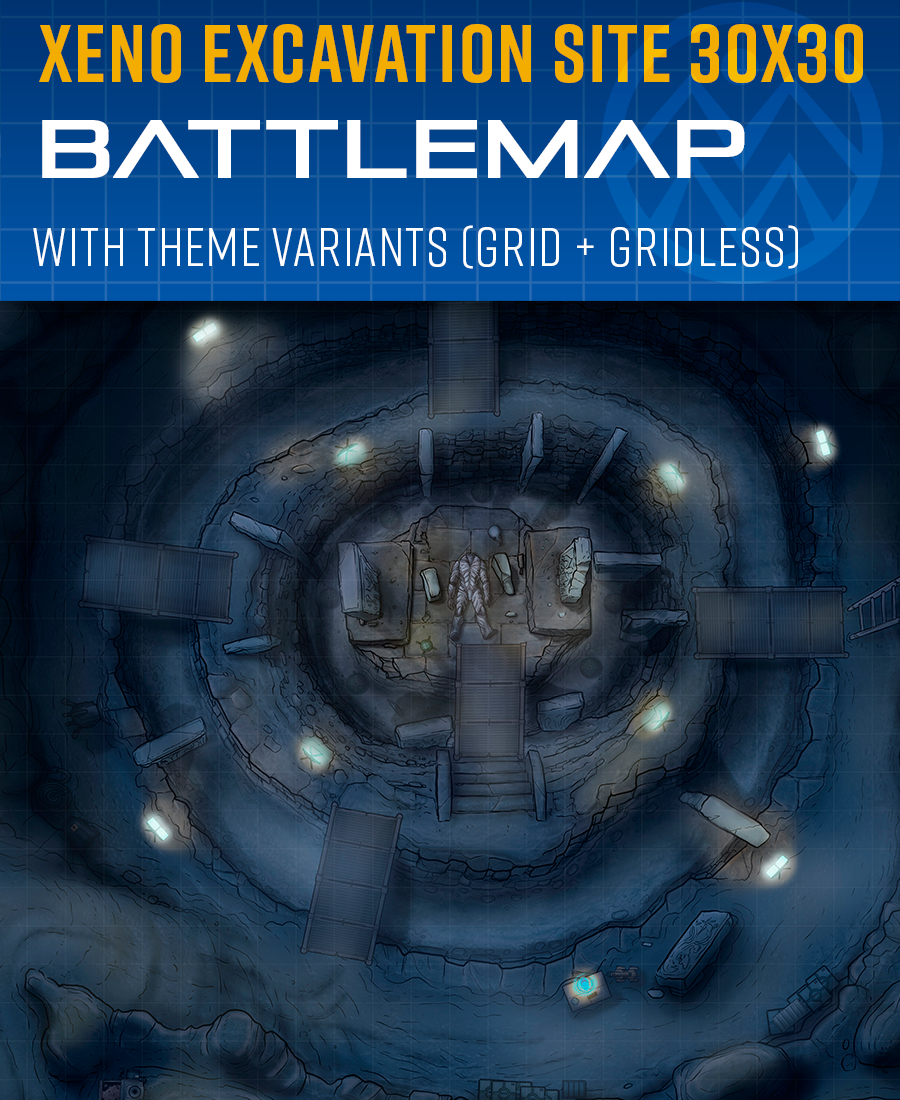 Xeno Excavation Site - Sci-fi Battle Map (30x30) - Miska's Maps | Miska ...