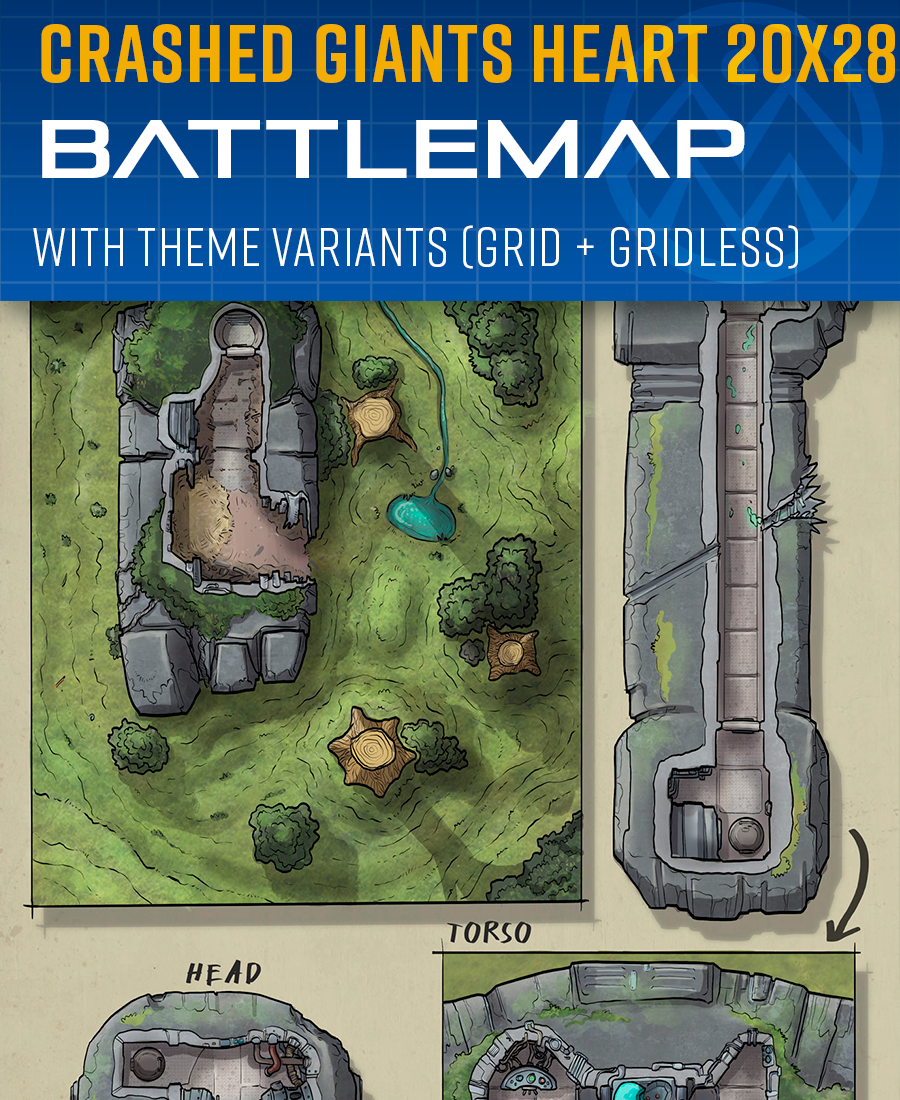 Crashed Giant's Heart - Sci-fi Battle Map (20x28) - Miska's Maps ...