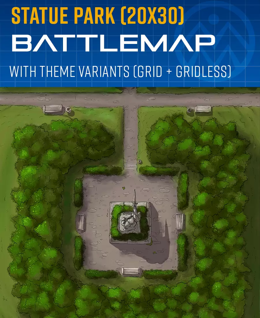 Statue Park - Battle Map (20x30) - Miska's Maps | Miska's Sci-Fi Maps ...