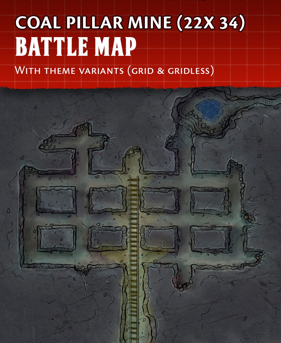 Coal Pillar Mine - Battle Map (22x34) - Miska's Maps | Miska's Fantasy ...