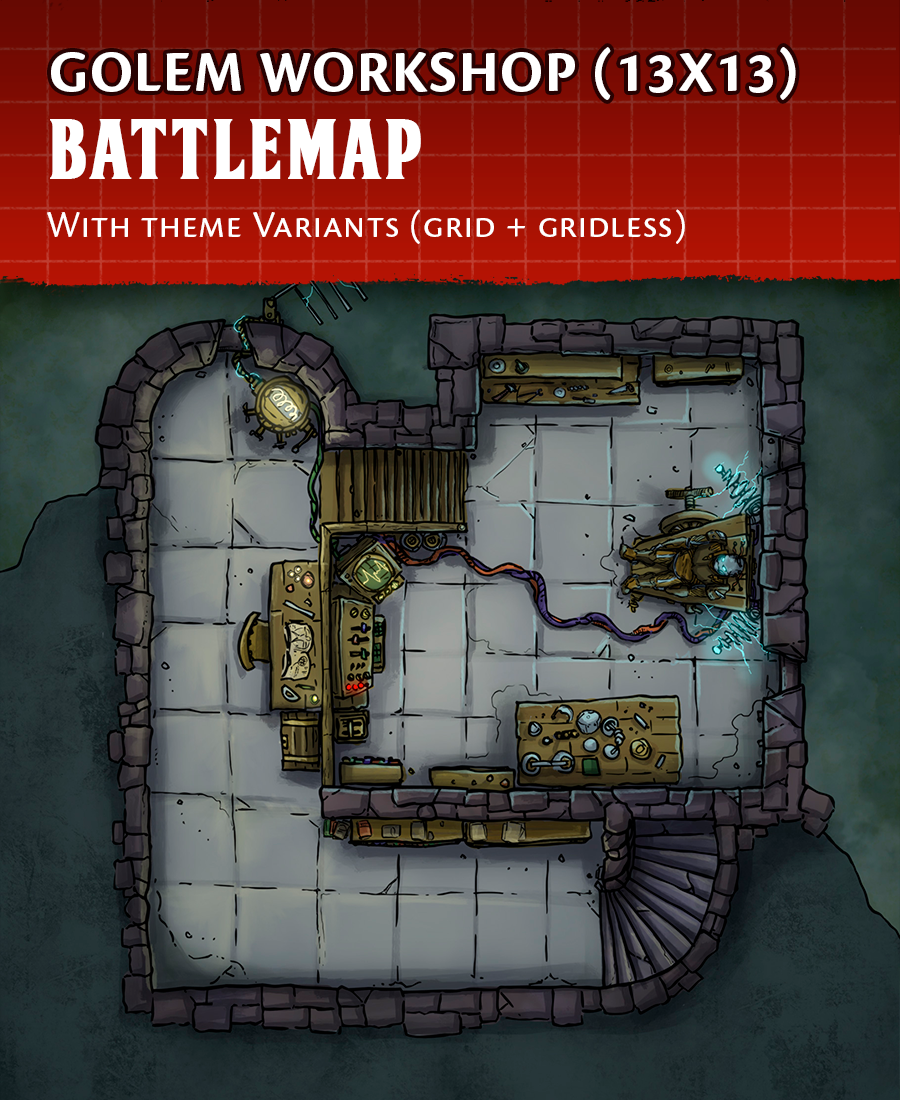 Golem Workshop - Fantasy Battle map (13x13) - Miska's Maps | Miska's ...