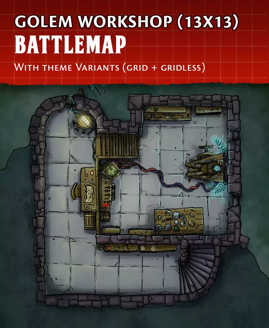 Golem Workshop - Fantasy Battle map (13x13) - Miska's Maps | Miska's ...