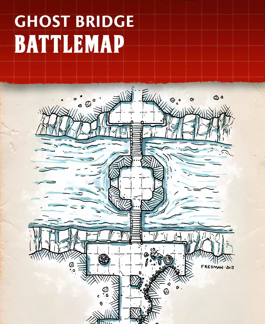 Ghost Bridge - Fantasy Battlemap - Miska's Maps | Miska's Maps - OSR Fantasy Maps | DriveThruRPG