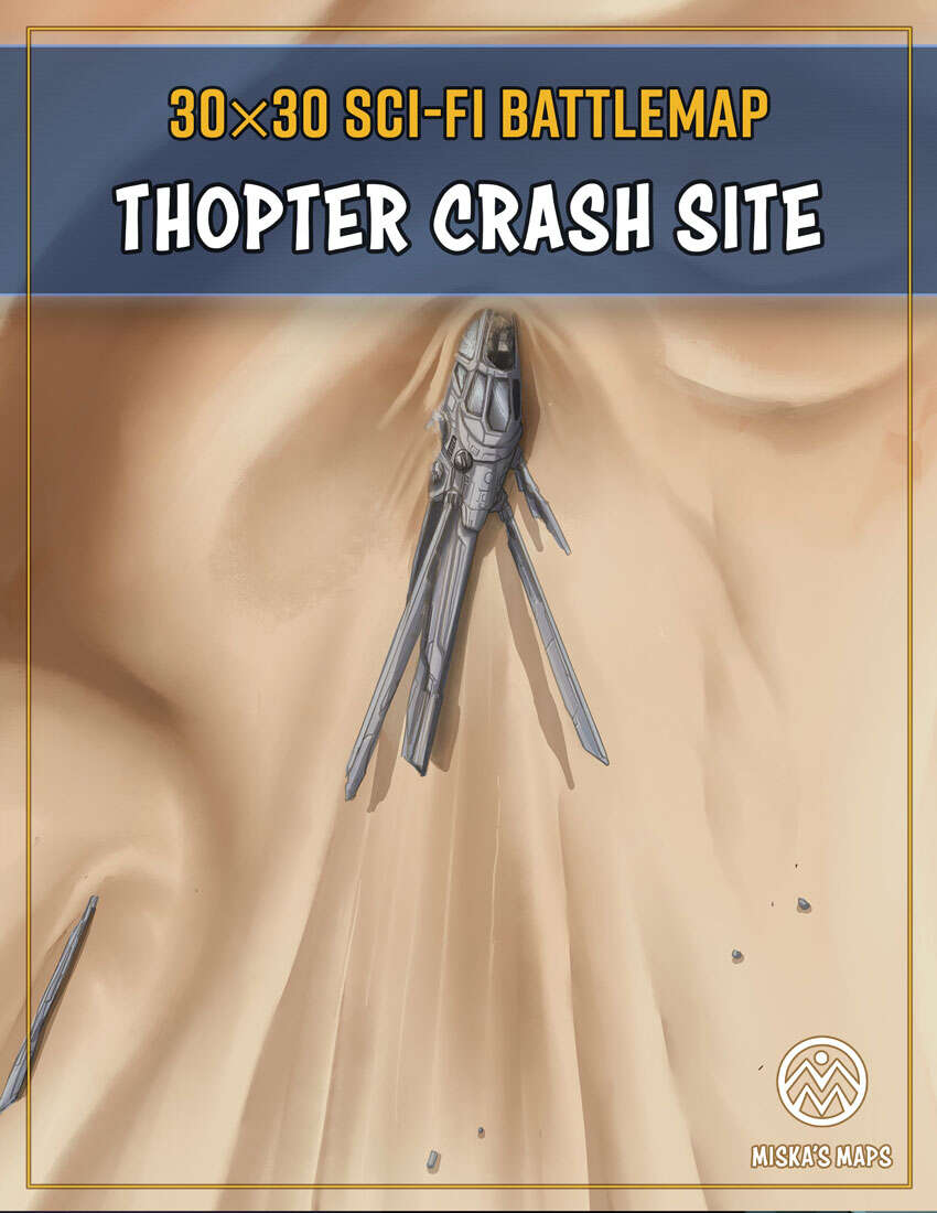Thopter Crash Site - Sci-Fi Battlemap (30x30) - Miska's Maps | Miska's ...