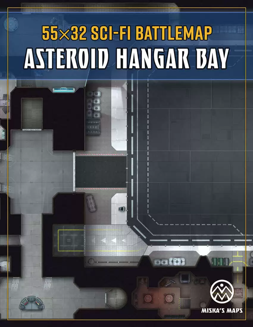 Asteroid Base Hangar Bay - Sci-Fi Battlemap - Miska's Maps | Miska's Sci-Fi Maps | DriveThruRPG