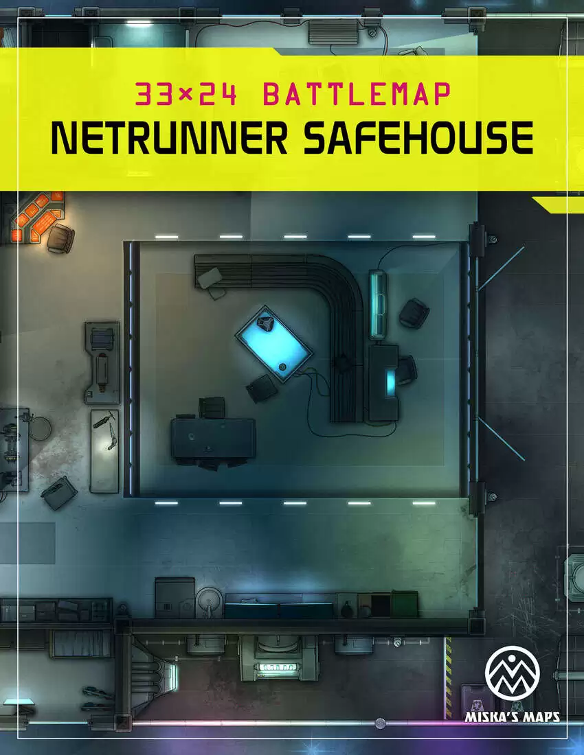 Netrunner Safehouse - Battlemap - Miska's Maps | Miska's Sci-Fi Maps | DriveThruRPG