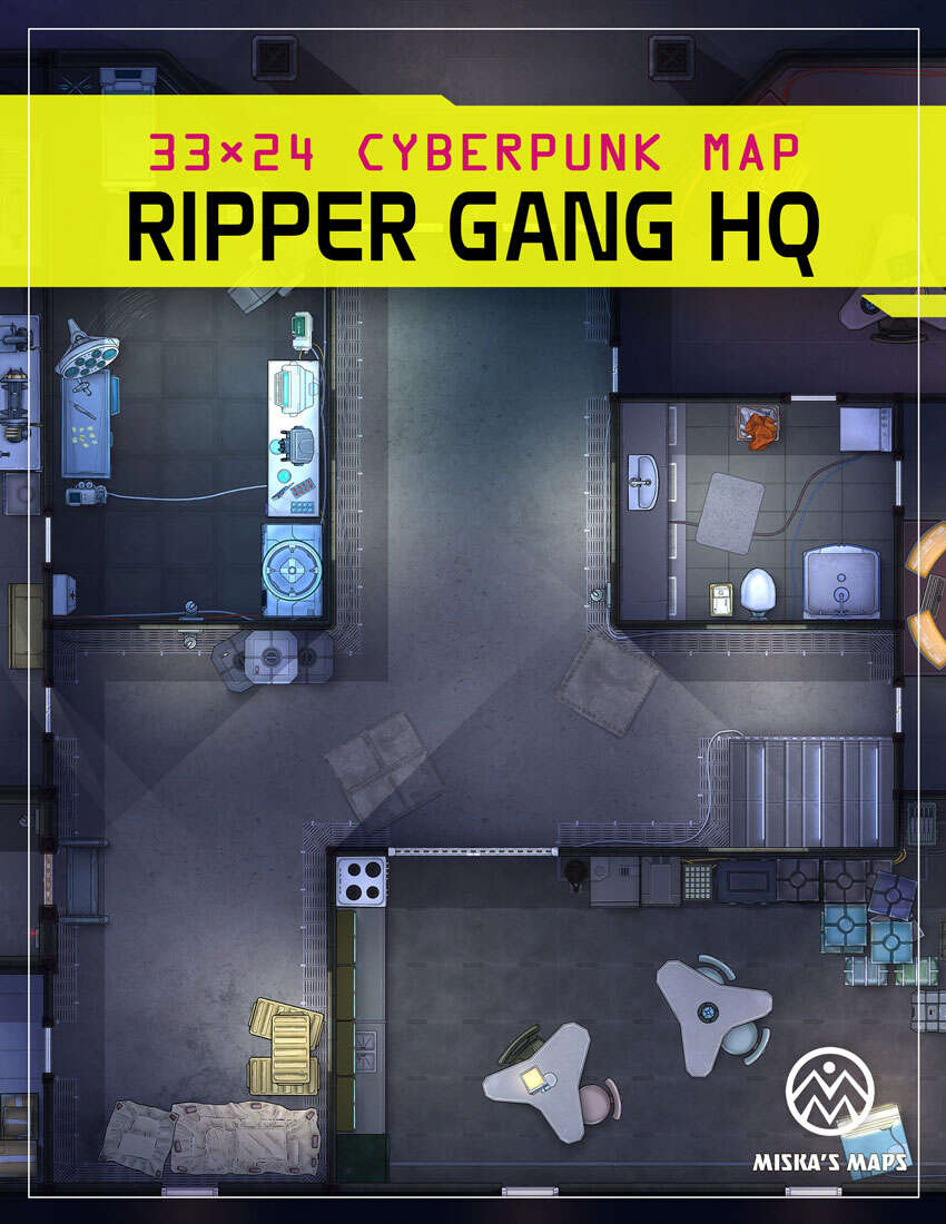 Ripper Gang HQ - Cyberpunk Battlemap - Miska's Maps | Miska's Sci-Fi ...