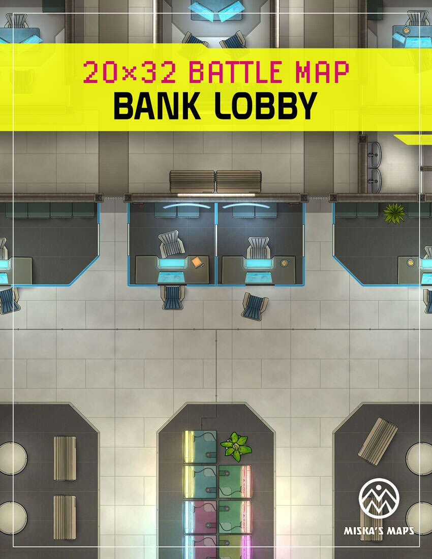 Bank Lobby Cyberpunk Battlemap - Miska's Maps | Miska's Sci-Fi Maps ...