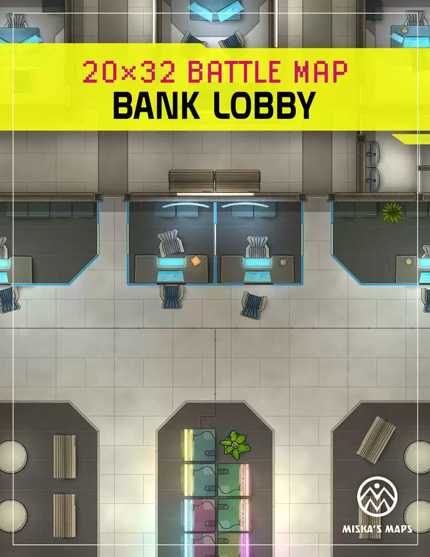 Bank Lobby Cyberpunk Battlemap - Miska's Maps | Miska's Sci-Fi Maps ...