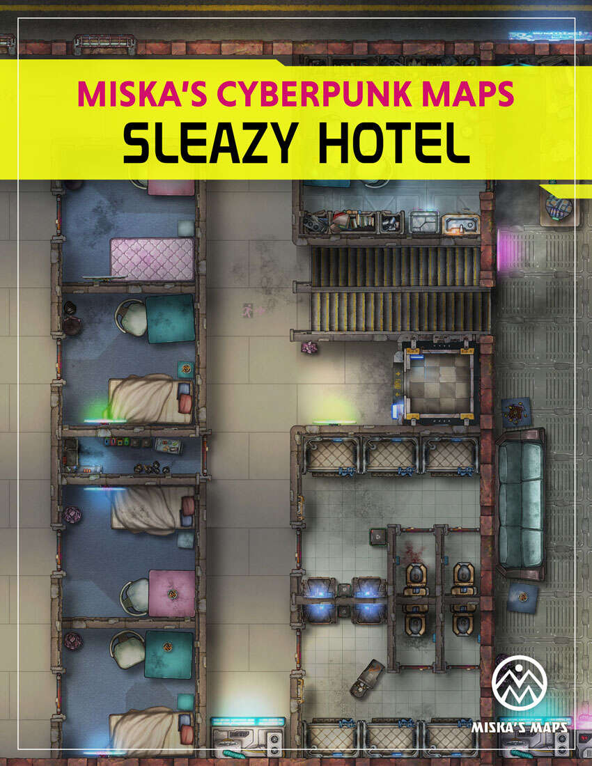 Sleazy Hotel - Cyberpunk Battlemap - Miska's Maps | Miska's Sci-Fi Maps ...