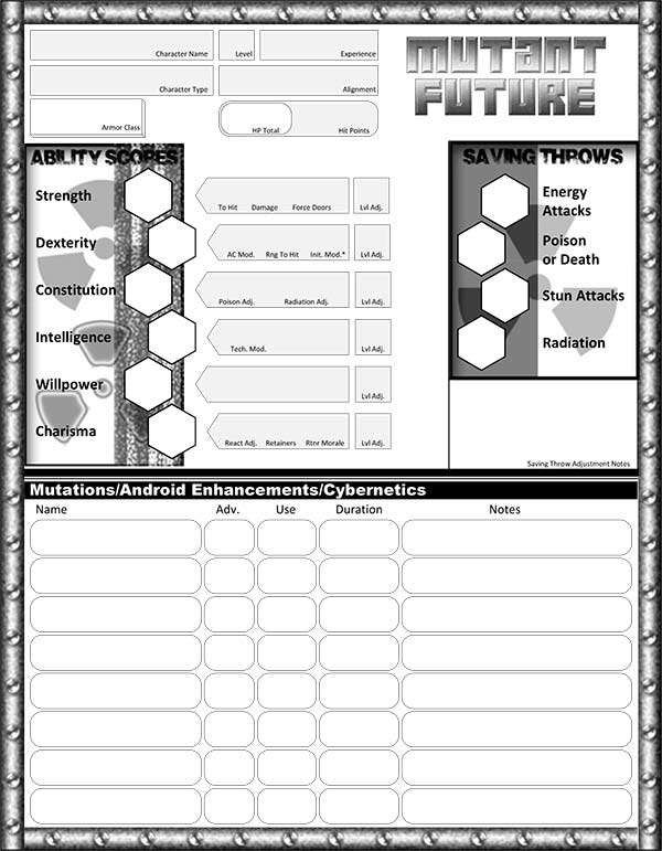 Mutant Future Character Sheet - The Knotty-Works | Mutant Future ...