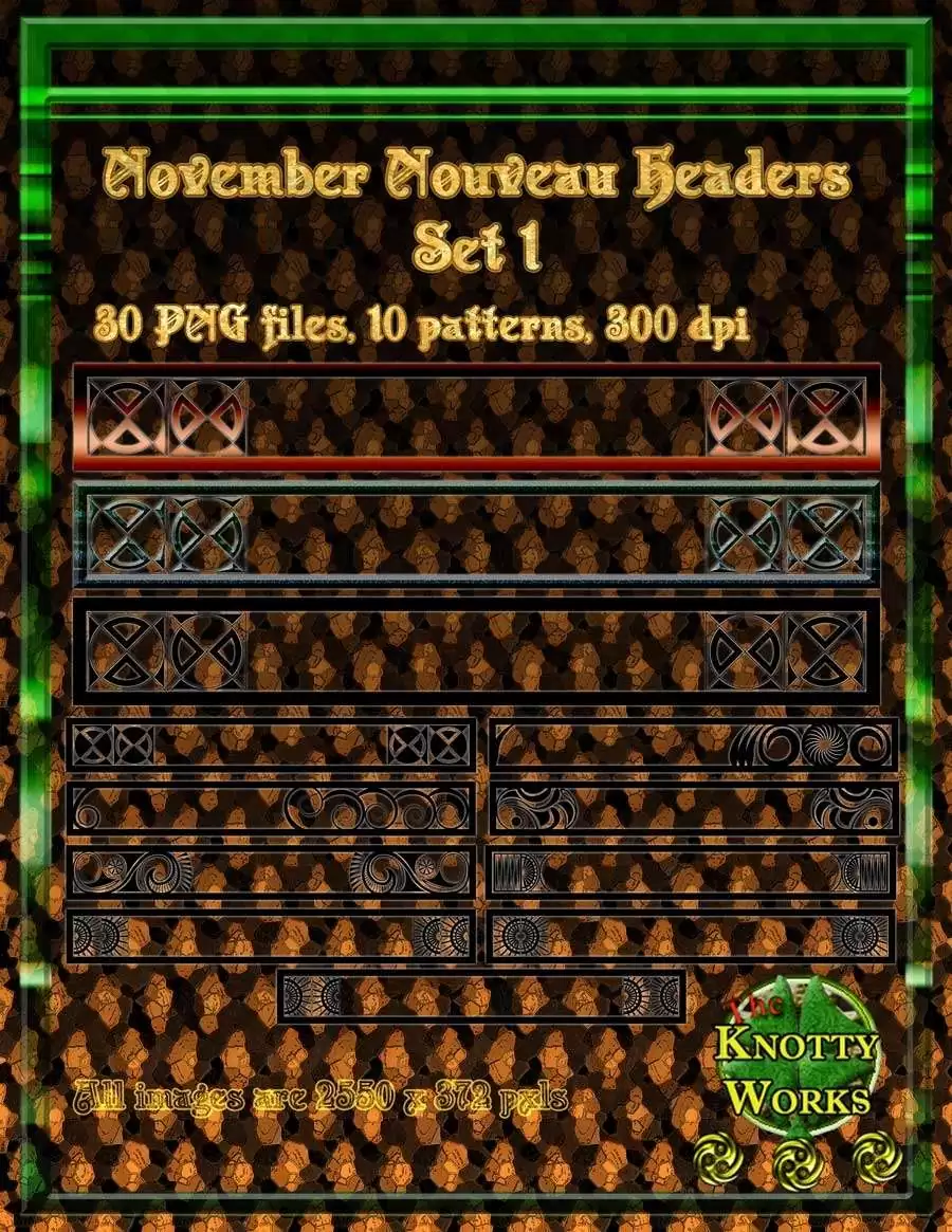 November Nouveau Header Set 1 - The Knotty-Works | Page Accents ...