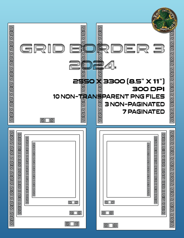 2024 Grid Border Page Background Pack 3 - The Knotty-Works | Publishing ...