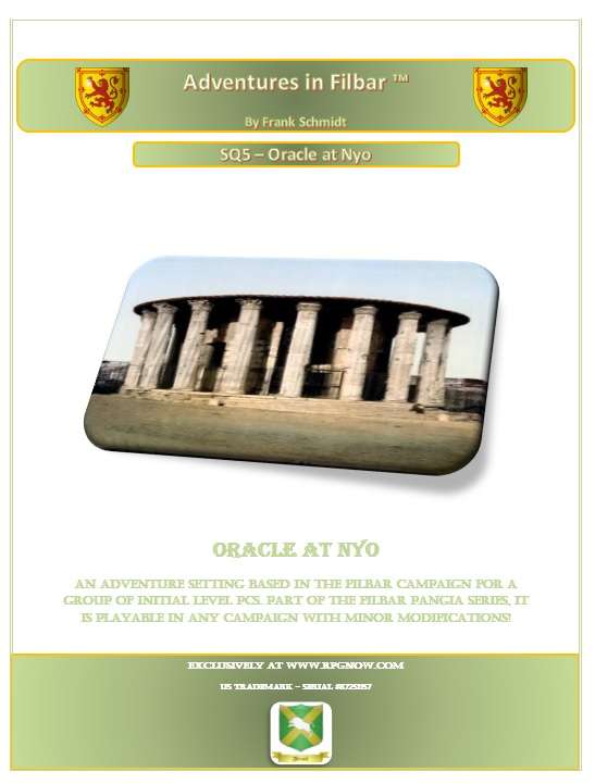 SQ5 - Oracle of Nyo - Adventures in Filbar | DriveThruRPG