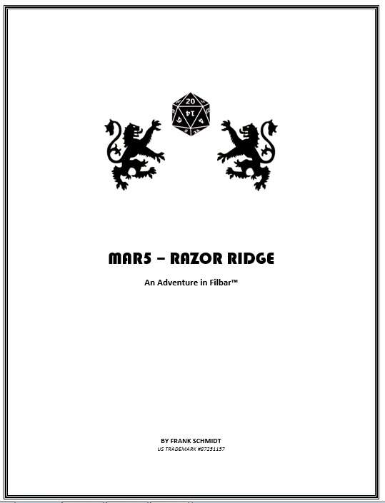 MAR5 - Razor Ridge - Adventures in Filbar | DriveThruRPG