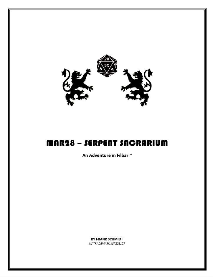 MAR28 - Serpent Sacrarium - Adventures in Filbar | DriveThruRPG