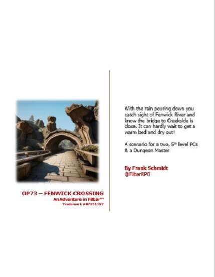 OP73 - Fenwick Crossing - Adventures in Filbar | DriveThruRPG