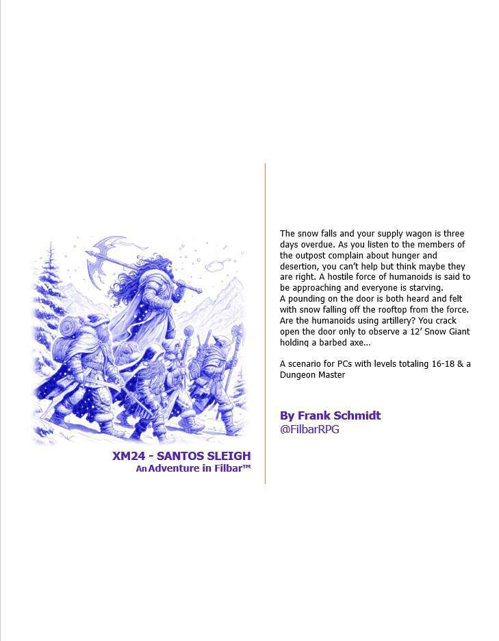XM24 - Santos Sleigh - Adventures in Filbar | DriveThruRPG
