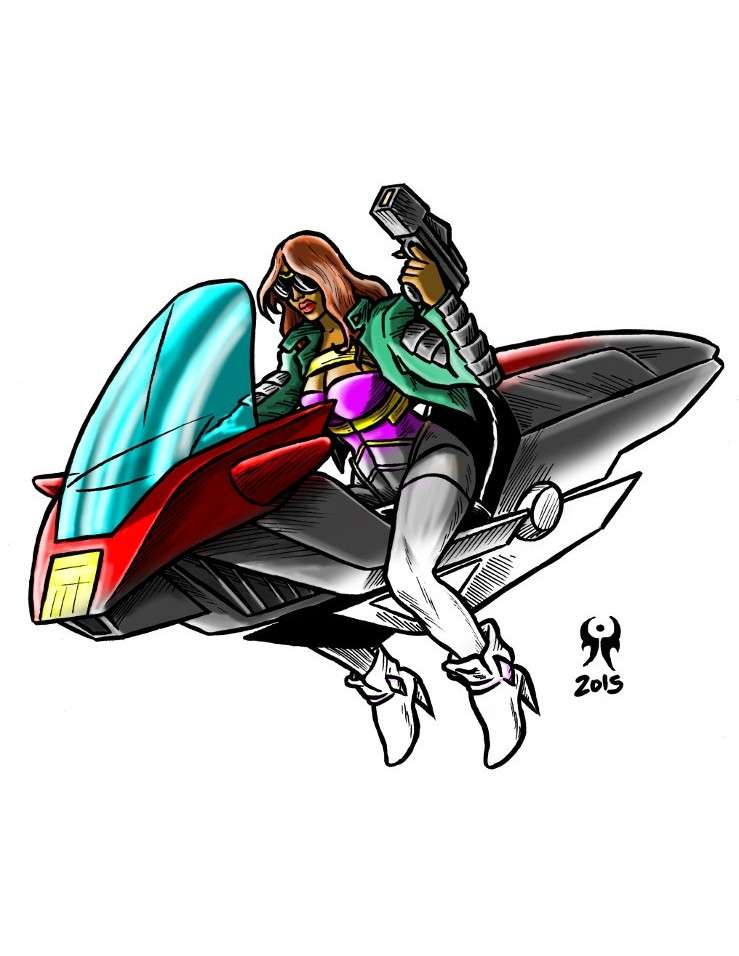 SF Biker girl - Artikid Arts | Sci-fi Stock Art | DriveThruRPG