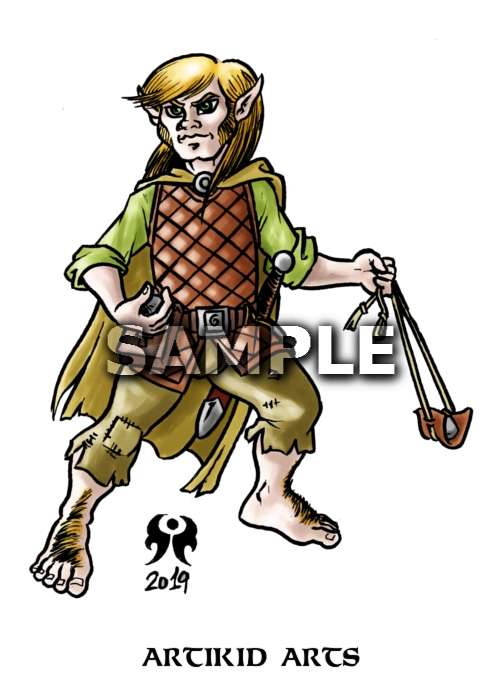 Halfling Slinger - Artikid Arts | Fantasy Stock Art | DriveThruRPG