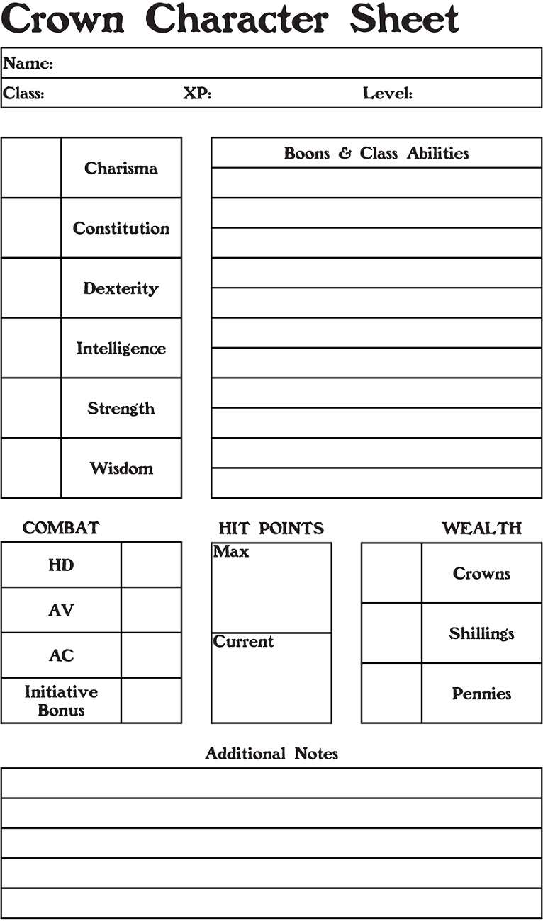 Crown Character Sheets - Mason Waaler | Crown | DriveThruRPG