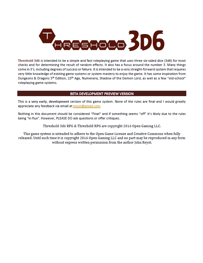 Threshold 3d6 RPG BETA! - d20pfsrd Publishing | DriveThruRPG