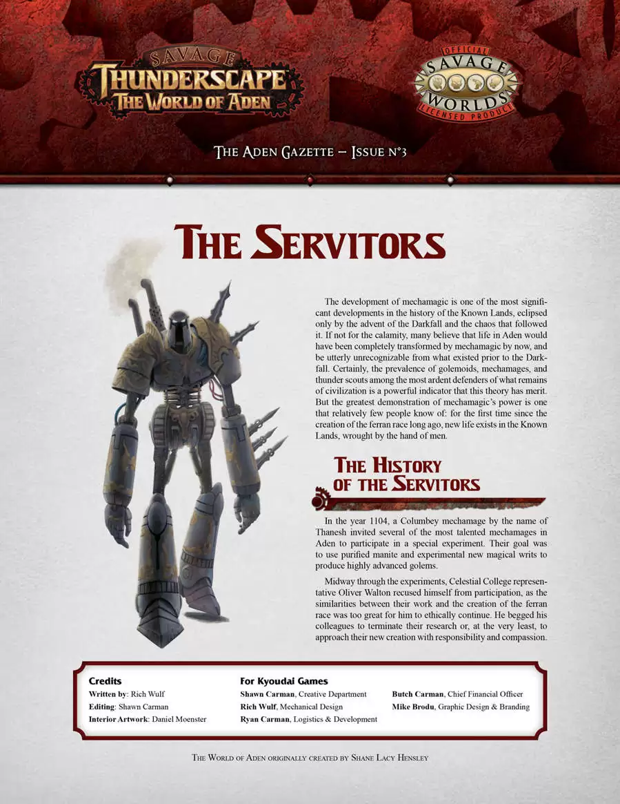 Savage Thunderscape: Aden Gazette 3 - The Servitors - Kyoudai Games | Savage Thunderscape ...