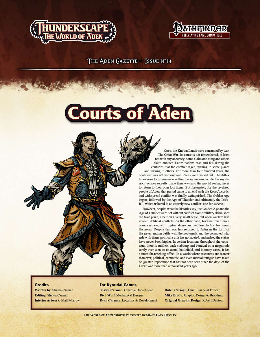 Thunderscape: Aden Gazette 14 - Courts of Aden - Kyoudai Games ...