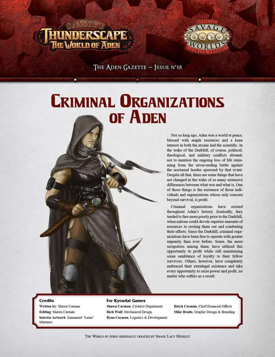 Savage Thunderscape: Aden Gazette 18 - Criminal Organizations - Kyoudai Games | Savage ...