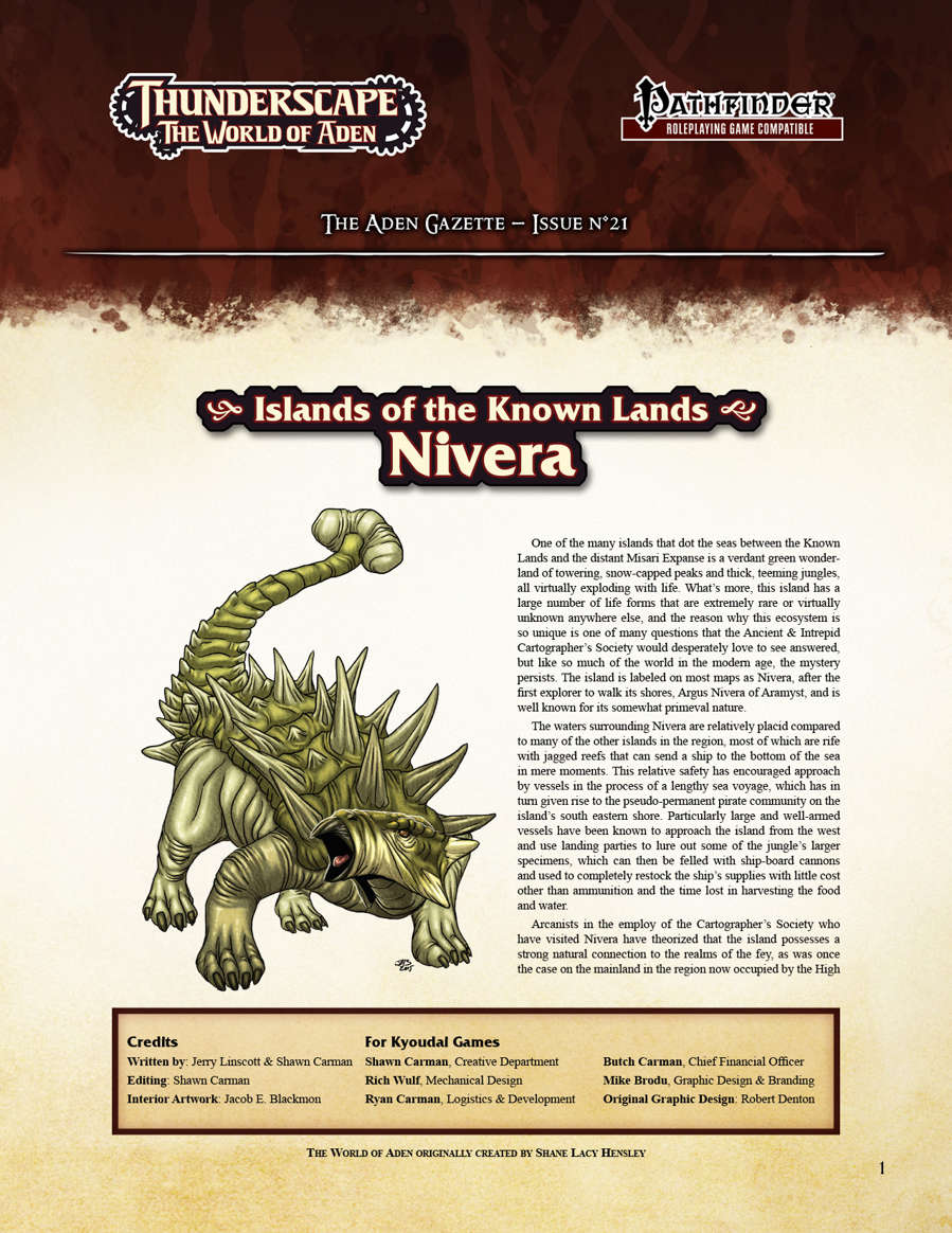 Thunderscape: Aden Gazette 21 - Nivera - Kyoudai Games | Thunderscape ...