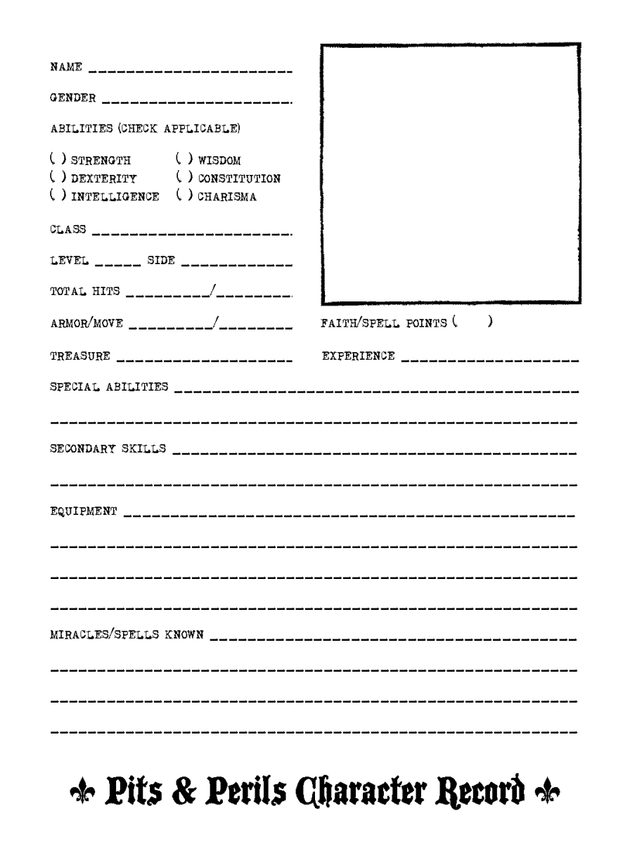 Pits & Perils Character Record - Olde House Rules | Pits & Perils ...