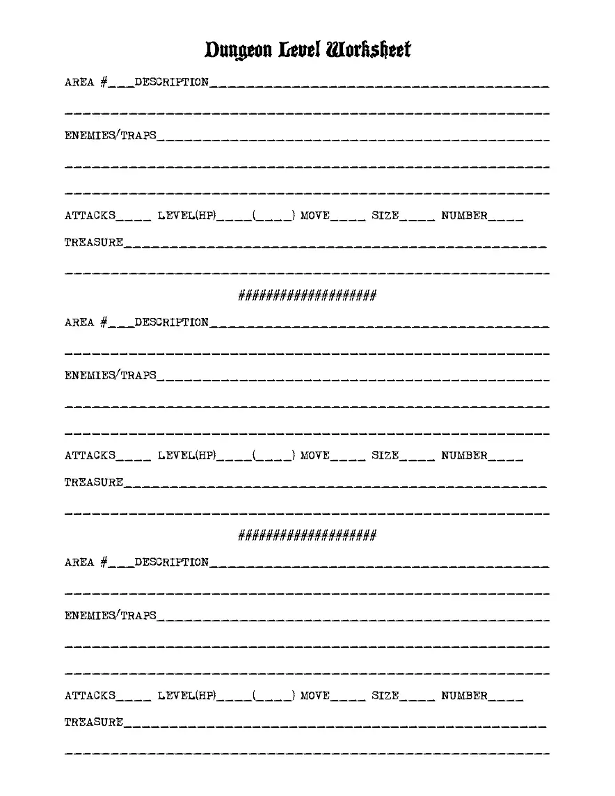 Pits & Perils Referee Worksheet - Olde House Rules | Pits & Perils ...