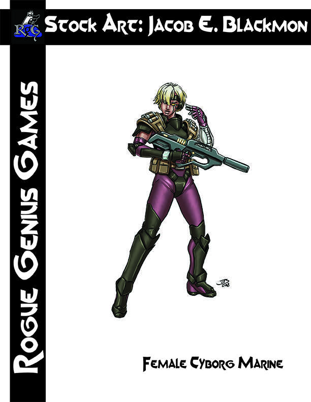 Stock Art: Blackmon Female Cyborg Marine - Rogue Genius Games | Stock ...