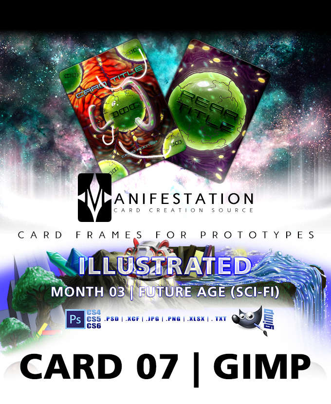 Card 07- Illustrated (Future Age) Gimp | Card Game Design Template for ...