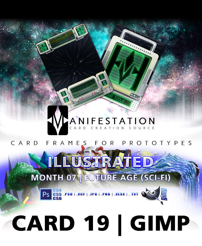 Card 19 - Illustrated (Future Age) Gimp | Card Game Design Template for ...