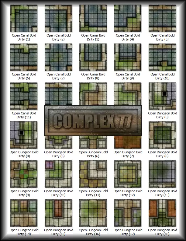 Complex 77 Old Dungeon Dirty Version Tile Set - Complex 77 | DriveThruRPG
