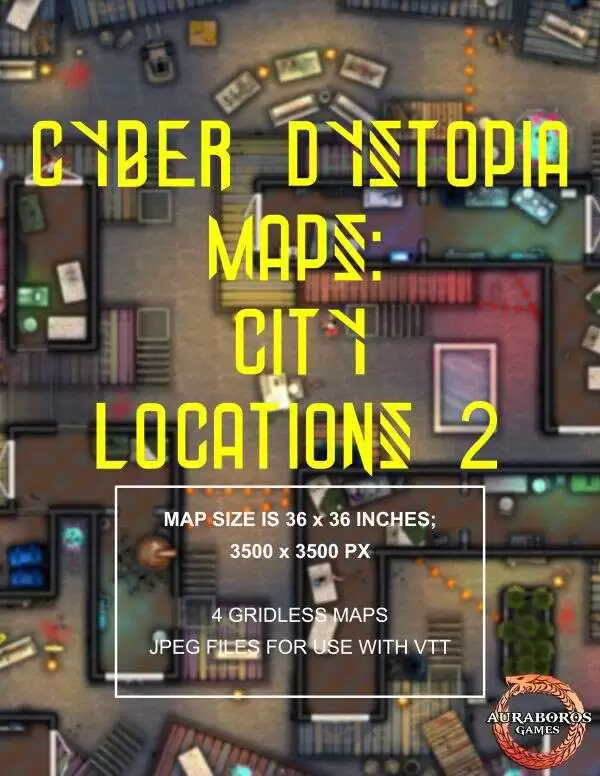 Cyber Dystopia - City Locations 2 Map Pack - Auraboros Games | DriveThruRPG