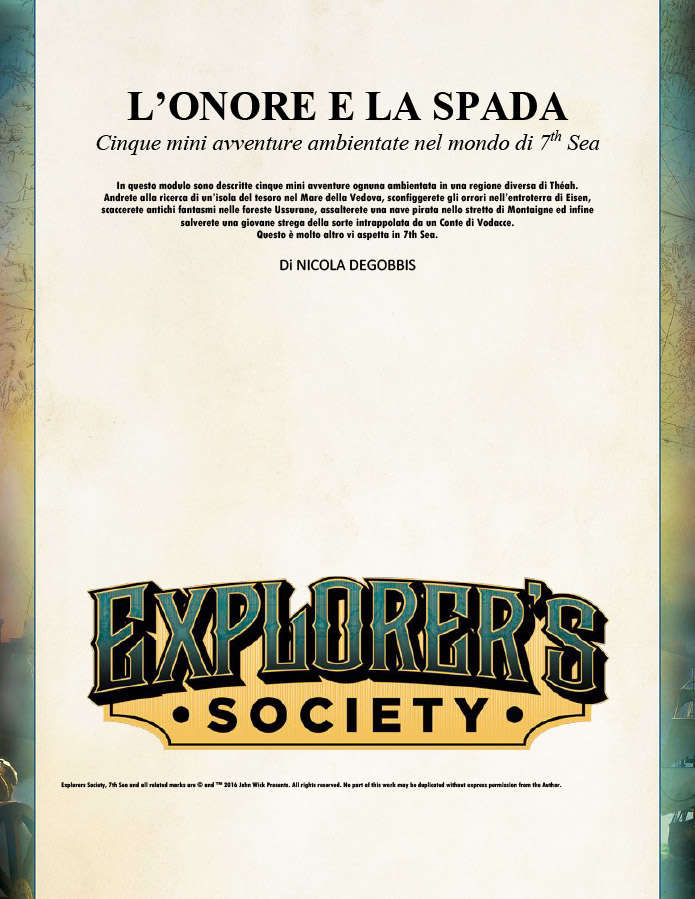 [Italian] L’onore e la spada - Chaosium | Explorer's Society | DriveThruRPG