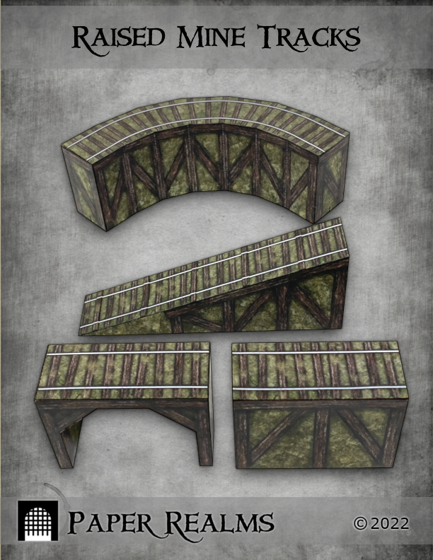 Raised Mine Tracks - Paper Realms | Props | DriveThruRPG