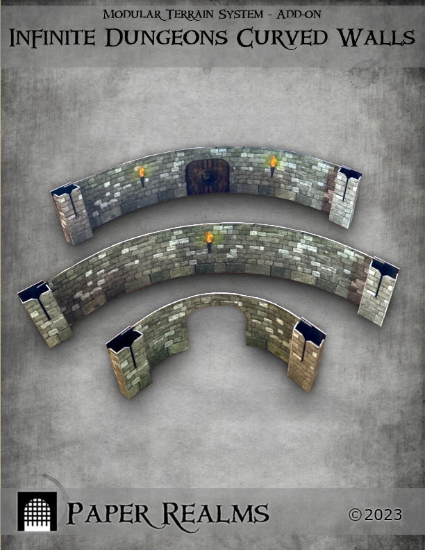 Infinite Dungeons Curved Walls - Paper Realms | Modular Terrain | DriveThruRPG