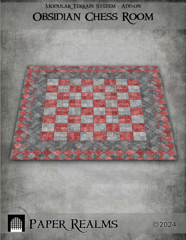 Obsidian Chess Room - Paper Realms | Modular Terrain | DriveThruRPG