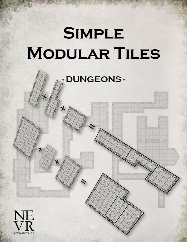 Simple Modular Tiles - Dungeons - Two Starving Gnolls | DriveThruRPG