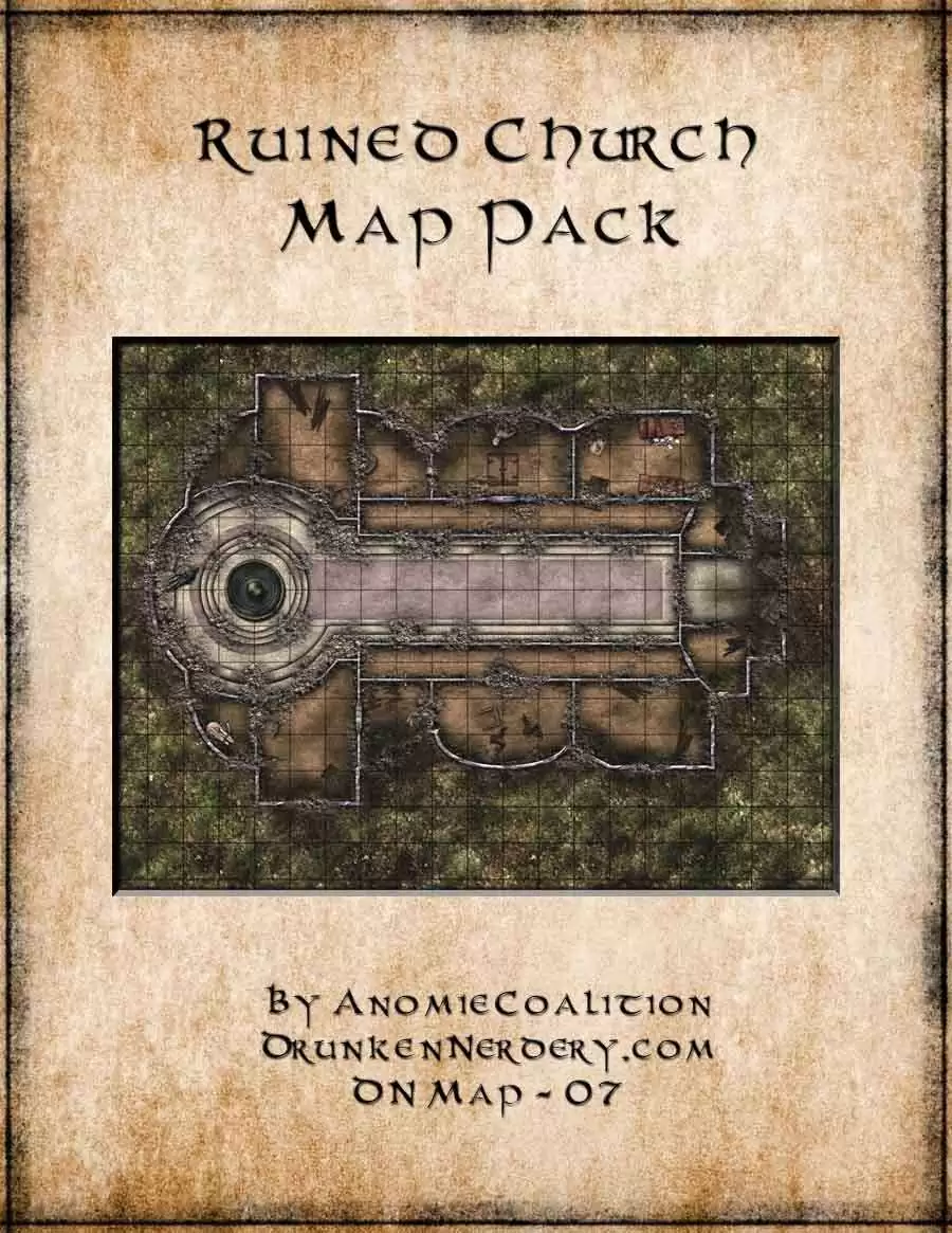 DN Map 07 - Ruined Church, Abbey, or Temple - Drunken Nerdery ...