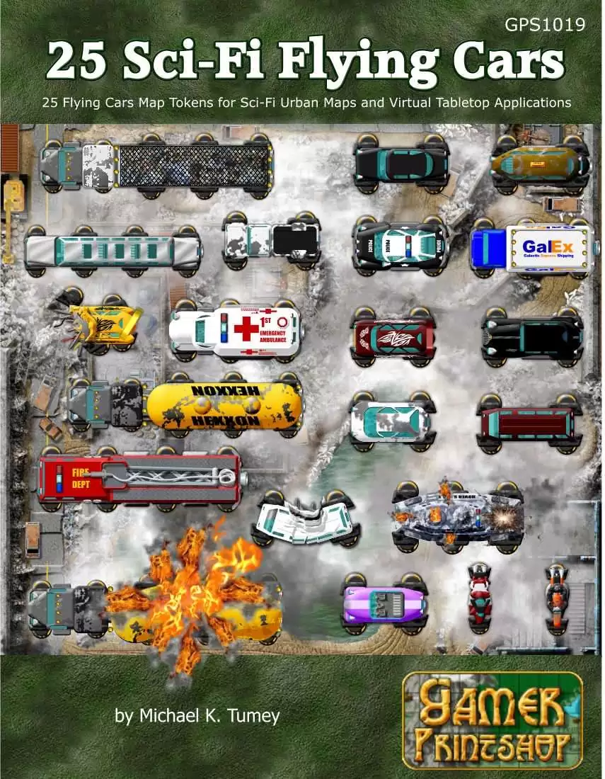 25 Sci-Fi Flying Cars - Map Object Set - Gamer Printshop | Sci-Fi Map ...