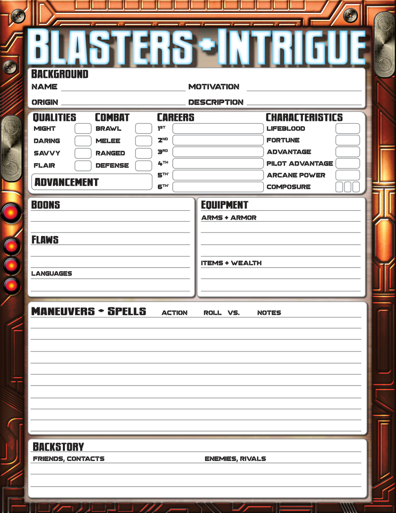 Blasters + Intrigue: Form Fillable Character Sheets - Basic Action ...