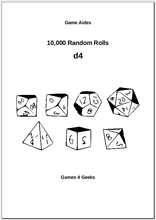 10,000 Random Rolls - d4 - Games 4 Geeks | Game Aids | 10,000 Random ...