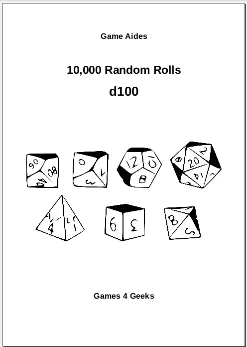 10,000 Random Rolls - d100 - Games 4 Geeks | Game Aids | 10,000 Random ...