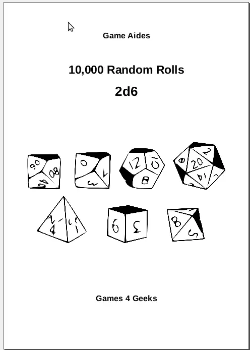 10,000 Random Rolls - 2d6 - Games 4 Geeks | Game Aids | 10,000 Random ...